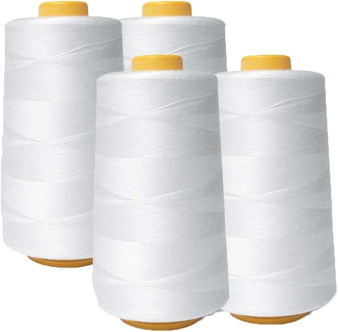 100% Polyester Threads – 4 Pack of 6000 Yard Each Spools – White ...